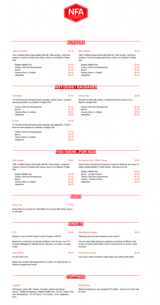 NFA Burger is a smash! – Tom Sullivan